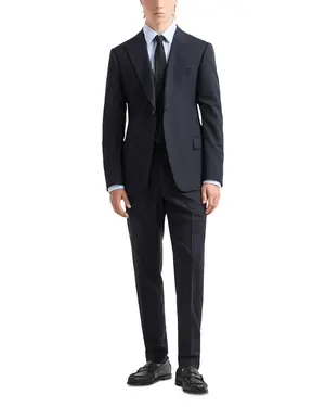 Emporio Armani New York Regular Fit Micro Chevron Dress Shirt - Blue