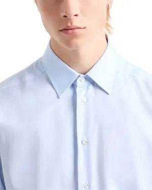 Emporio Armani New York Regular Fit Micro Chevron Dress Shirt - Blue