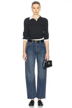 Guest In Residence Long Sleeve Shrunken Polo Top