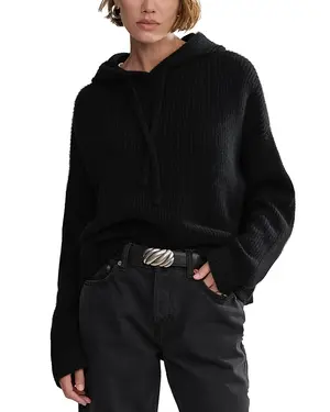 Jenni Kayne Cashmere Fisherman Hoodie - Black