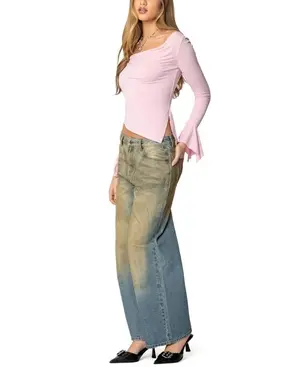 EDIKTED Rayna Cowl Neck Asymmetric Top