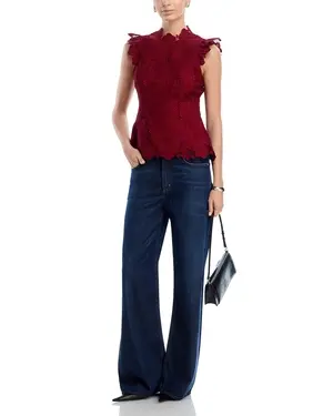 Aqua Contrast Lace Top - Wine