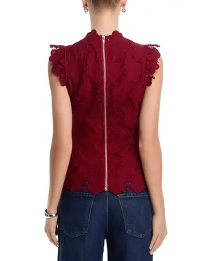 Aqua Contrast Lace Top - Wine