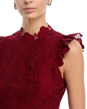 Aqua Contrast Lace Top - Wine