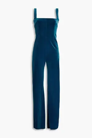 Galvan Vesper Velvet Jumpsuit - Petrol