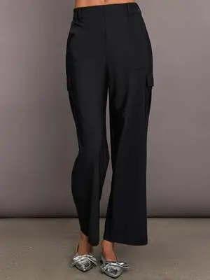 Carbon38 Stretch Woven Wide-leg Cargo Pant