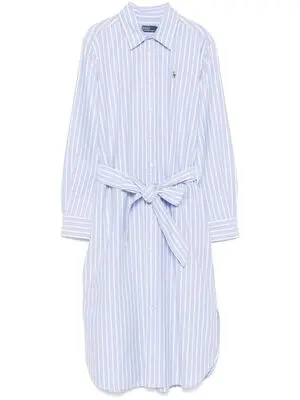 Polo Ralph Lauren Striped Cotton Midi Shirt Dress - Blue