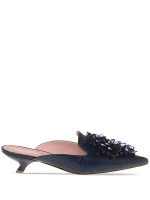 Alberta Ferretti Embellished Leather Mules