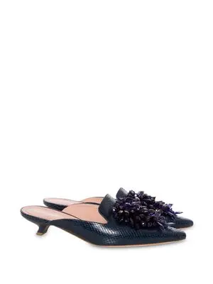 Alberta Ferretti Embellished Leather Mules