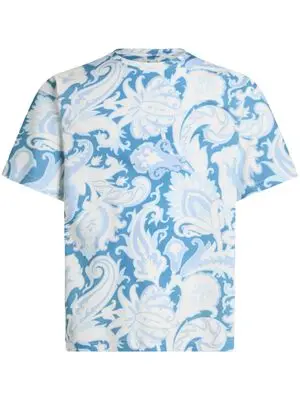 Etro Floral-print T-shirt - Blue