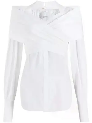 Patou Wrap Poplin Blouse - White
