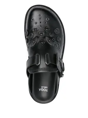 TOGA VIRILIS Studded Slippers - Black