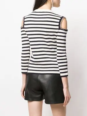 Alexander McQueen Chain-embellished Striped Jumper