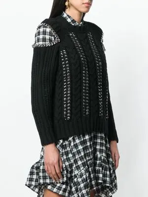 Alexander McQueen Chain Detail Cold Shoulder Sweater
