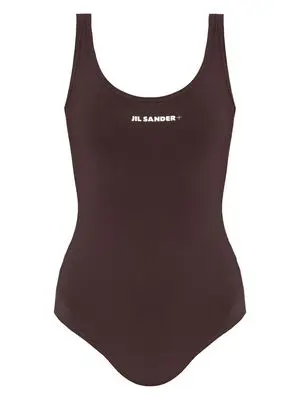 JIL SANDER Logo-print One-piece Swimsuit - Brown