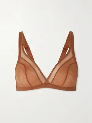 NUBIAN SKIN Stretch-tulle Soft Cup Bra - Brown