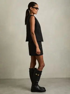 REISS Mio Quilted Belted Vest