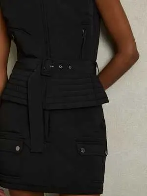 REISS Mio Quilted Belted Vest