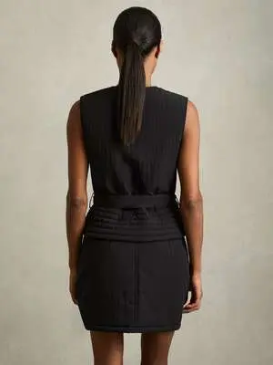 REISS Mio Quilted Belted Vest