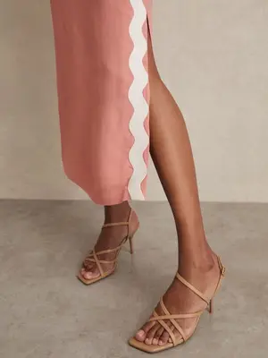 REISS Asher Wave-trim Crepe Midi Dress