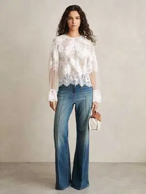 REISS Emilia Lace Blouse - Ivory
