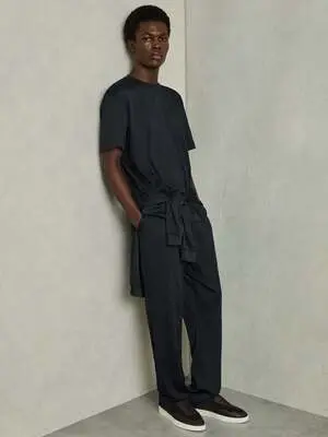 REISS Ivan Oversized Wave-jacquard T-shirt