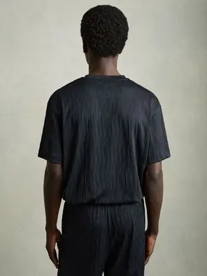REISS Ivan Oversized Wave-jacquard T-shirt