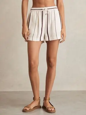 REISS Carlotta Stripe-print Drawstring Shorts