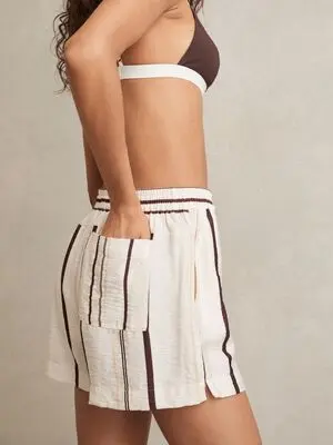 REISS Carlotta Stripe-print Drawstring Shorts