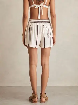 REISS Carlotta Stripe-print Drawstring Shorts