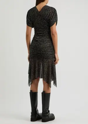 KNWLS Joan Printed Ruched Stretch-tulle Dress