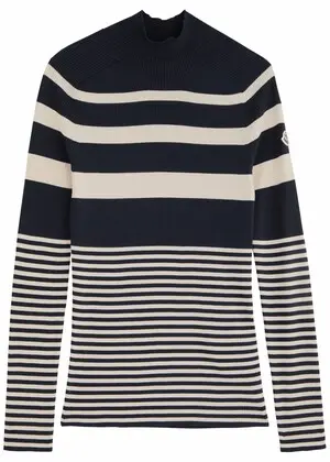 Moncler Striped Intarsia Wool Top - Blue