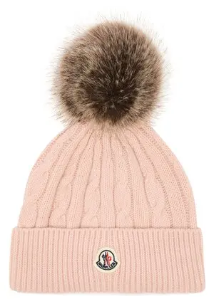 Moncler Pompom Cable-knit Beanie - Pink Light