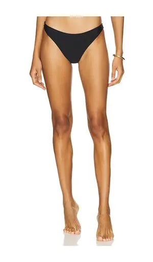 L'Agence Jean Solid Scoop Front Bikini Bottom - Black