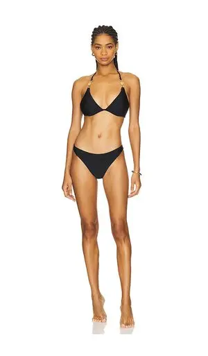 L'Agence Jean Solid Scoop Bikini Bottom - Black