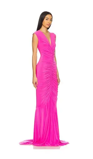 Norma Kamali Sleeveless Deep V-neck Fishtail Gown - Orchid Pink