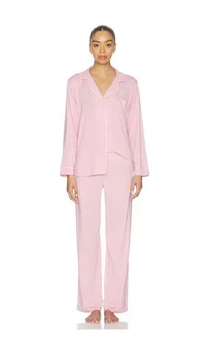 Eberjey Gisele Long Pj Set In Pink - Pink Nectar & Ivory