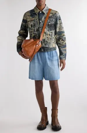 Acne Studios Trompe L'oeil Print Denim Trucker Jacket