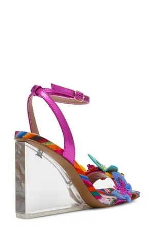 Betsey Johnson Apolo Ankle Strap Wedge Sandal - Fuchsia Multi