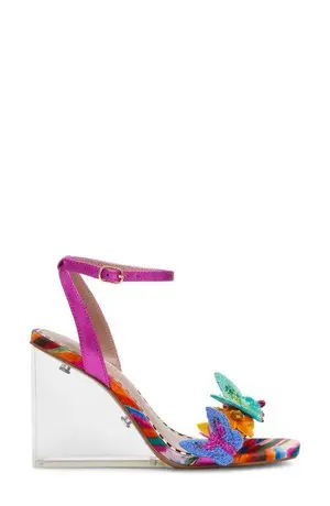 Betsey Johnson Apolo Ankle Strap Wedge Sandal - Fuchsia Multi