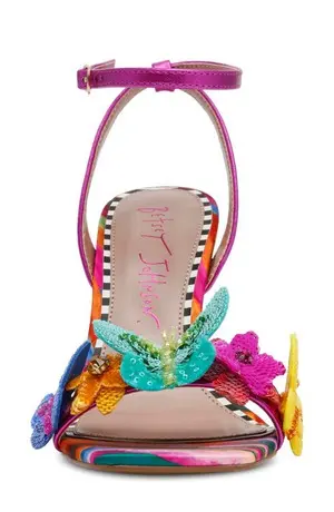 Betsey Johnson Apolo Ankle Strap Wedge Sandal - Fuchsia Multi