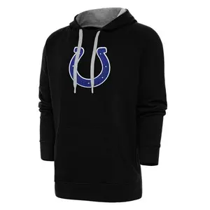ANTIGUA Indianapolis Colts Victory Chenille Pullover Hoodie - Black