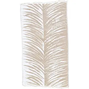 Anaya Tropical Turkish Cotton Beach Towel - Beige