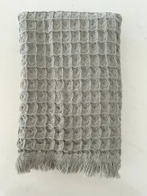 Anaya Turkish Cotton Waffle Hand Towelset Of 2 - Olive Grey