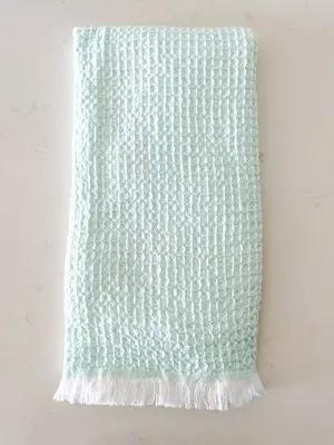 Anaya 2 Tone Turkish Cotton Waffle Bath Towel - Bright Aqua