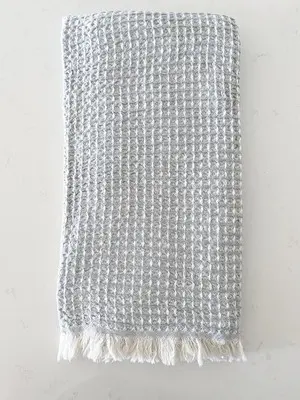 Anaya 2 Tone Turkish Cotton Waffle Bath Towel Grey