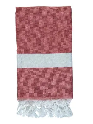 Anaya Charleston Stripe Turkish Cotton Beach Towel - Red