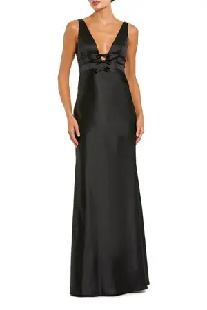 Satin V-Neck Evening Dresses