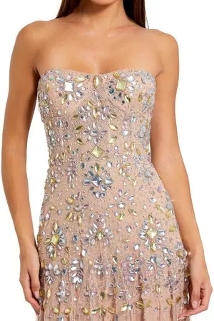 Mac Duggal Strapless Sweetheart Embellished Net Gown