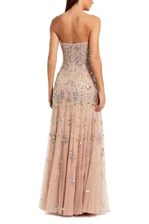 Mac Duggal Strapless Sweetheart Embellished Net Gown